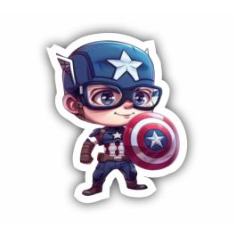 Chibi Captain America 02 Sticker – Cute & Patriotic | Print-On-Click