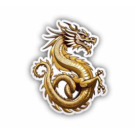 Gold Dragon Sticker | Premium Stickers at Print-On-Click