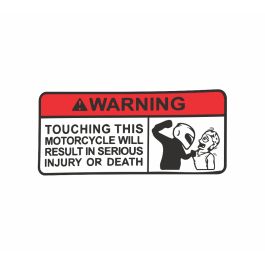 Touching Motorcycle Warning Sticker | Print-on-click